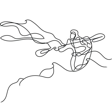 Minimalist Rowing Line Art Kayak Outline Drawing Canoe Rafting