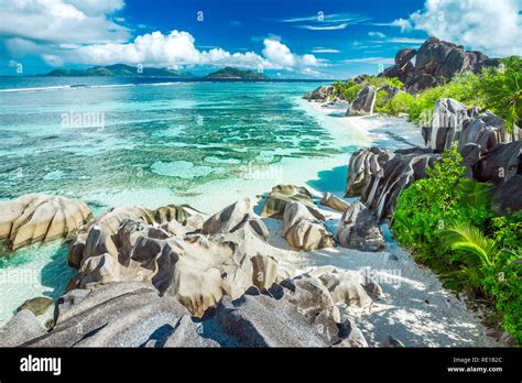 The Most Beautiful Beach Of Seychelles Anse Source D Argent Stock