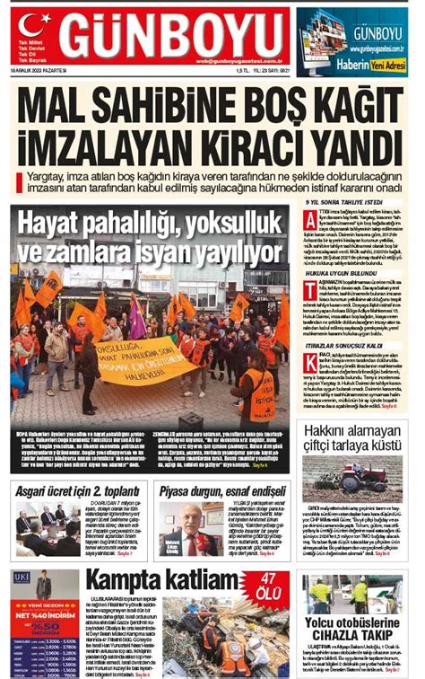 Günboyu Gazetesi nin bugünkü manşeti