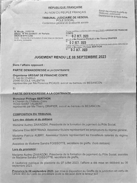 Décision de justice Annulation Avocats Anti Urssaf
