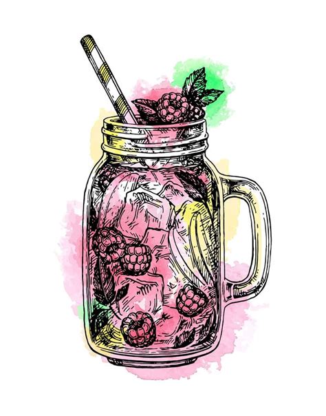 Lemonade In Mason Jar Mug With Drinking Straw And Lemon Wedge