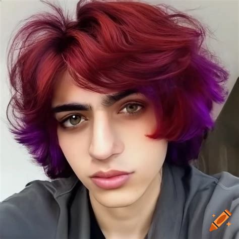 Portrait Of An Androgynous Person With Dark Red Purple Hair On Craiyon