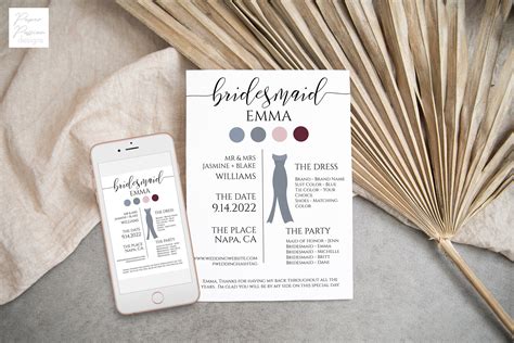 Printable Bridesmaid Details Letter To Bridesmaid Bridesmaids