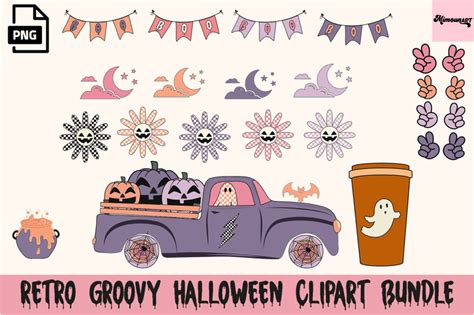 Retro Halloween Clipart Bundle By Mimounart TheHungryJPEG
