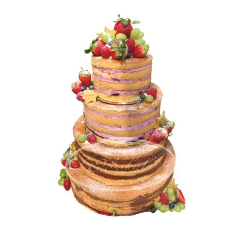 Tort weselny piętrowy wzór Nc08 Naked Cake z owocami Cukiernia