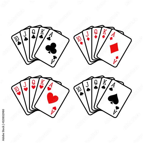 Royal Flush Hand Of Clubs Diamonds Hearts And Spades Playing Cards