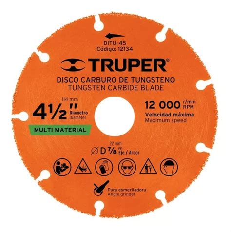 Disco Carburo Tungsteno 4 1 2 Multiusos Truper 12134