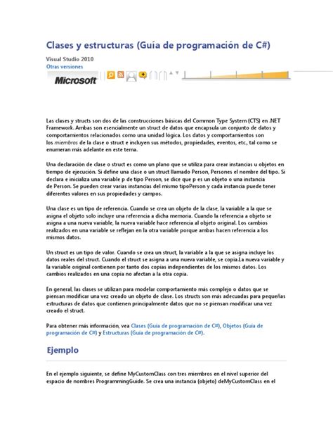 clases y estructuras en c pdf objeto informática c sharp lenguaje de programación