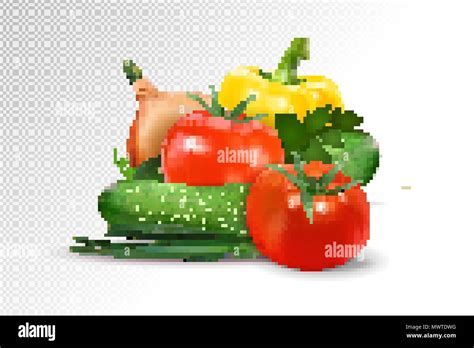 Fresh Vegetables On Transparent Background Tomatoes Cucumbers Pepper
