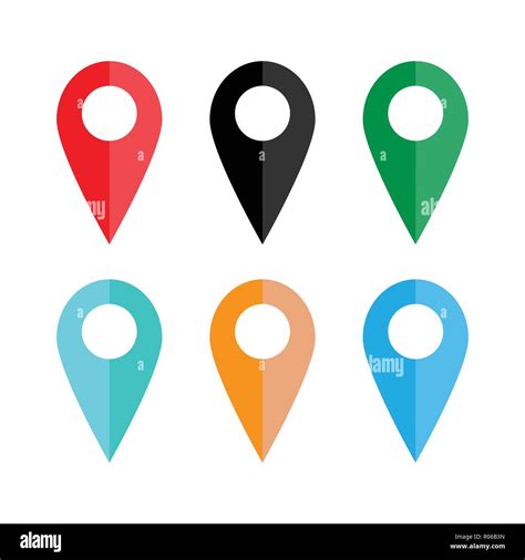 Icono puntero del mapa Set Símbolo de ubicación GPS Diseño plano