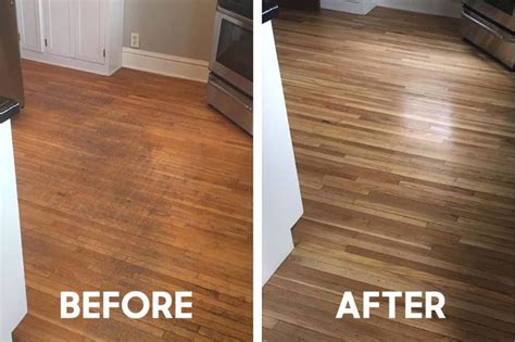 Hardwood Floor Refinishing In Kitchen Before And After Refinishing
