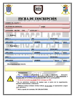 Fillable Online Ejercito Mde FICHA DE INSCRIPCIN Ejercitomdees Fax