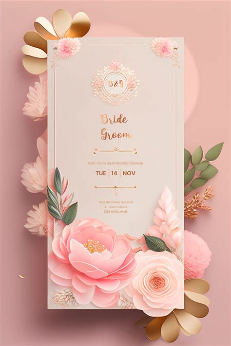 Beautiful Modern Floral Minimalist Wedding Invitation Template 27687760 PSD