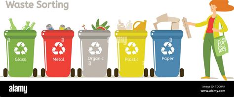 Vector Waste Sorting Motivational Vector Illustration With Woman