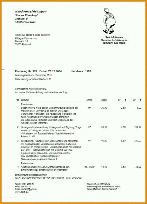 Handwerkerrechnung Vorlage Excel Methoden Im Jahr