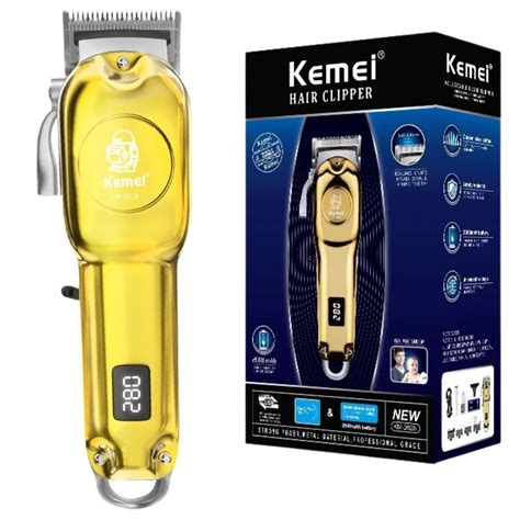 Maquina De Corte De Cabelo Profissional Kemei Sem Fio Painel LCD KM