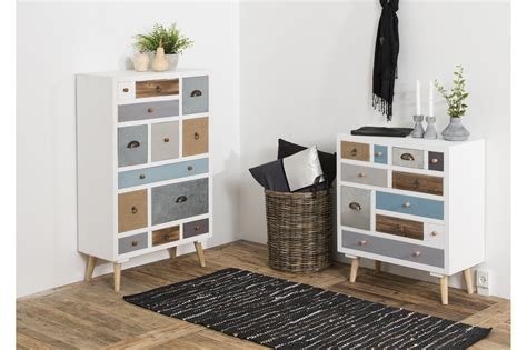Commode en bois Thalia avec 11 tiroirs colorés HELLIN
