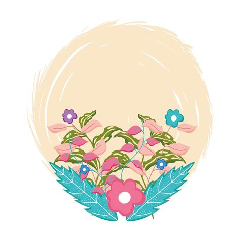 Quadro circular decoração floral Vetor Premium
