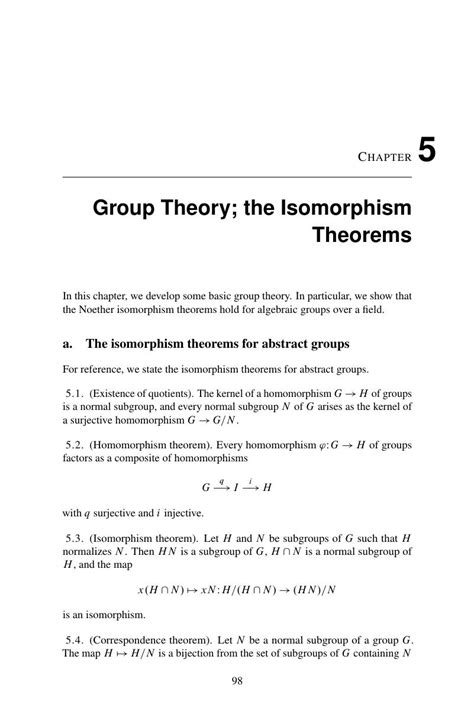 group theory the isomorphism theorems chapter 5 algebraic groups