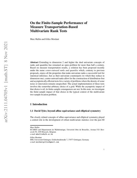 pdf on the finite sample performance of measure transportation based multivariate rank tests