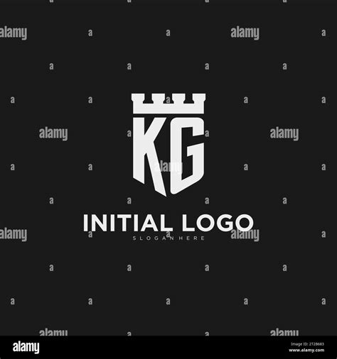 Initials KG Logo Monogram With Shield And Fortress Design Vector