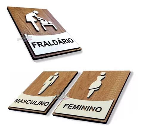 Placas Para Banheiro Wc Sinalização Mdf 3mm Fraldário Parcelamento