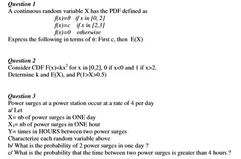 Solved A Continuous Random Variable X Has The PDF Defined As Chegg