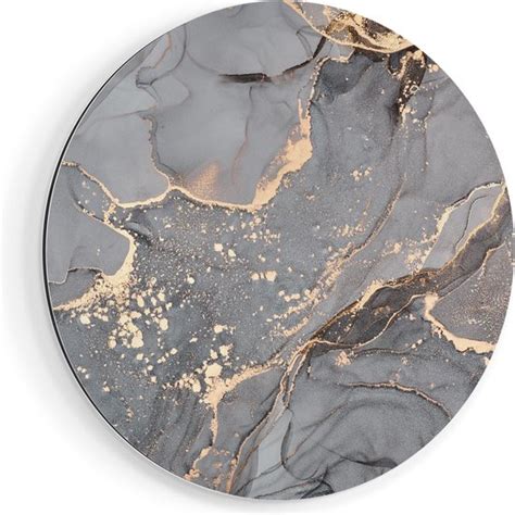Artaza Dibond Muurcirkel Abstracte Luxe Kunst van Marmer met Goud Ø