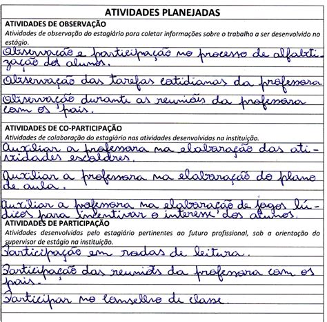 Plano De Ac O De Est Gio Supervisionado Classe De Alfabetiza O Do