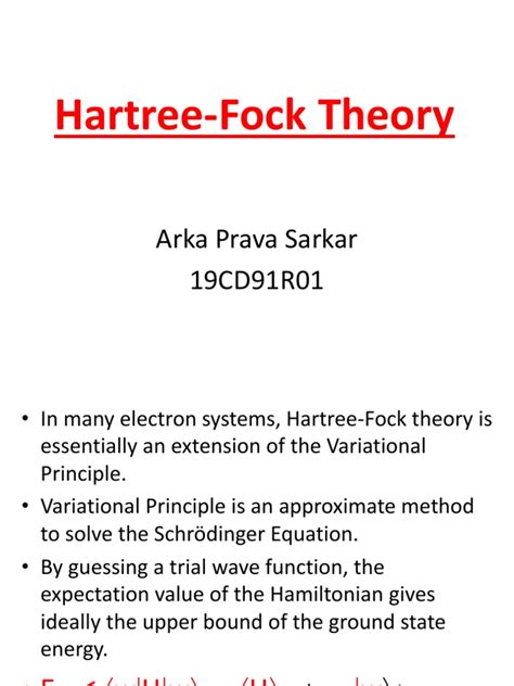 an overview of hartree fock theory and its applications in quantum chemistry pdf hartree
