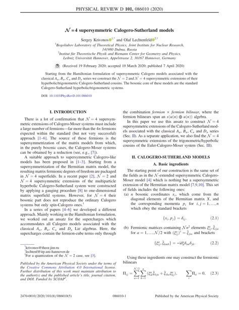 pdf n 4 supersymmetric calogero sutherland models