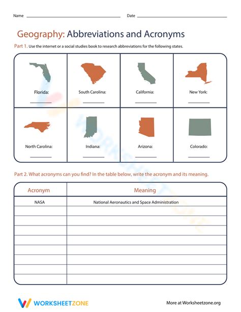 Geography Abbreviations And Acronyms Worksheet