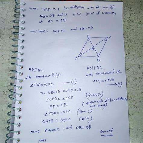 The Diagonals Of A Parallelogram Each Other