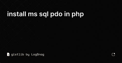 gistlib install ms sql pdo in php