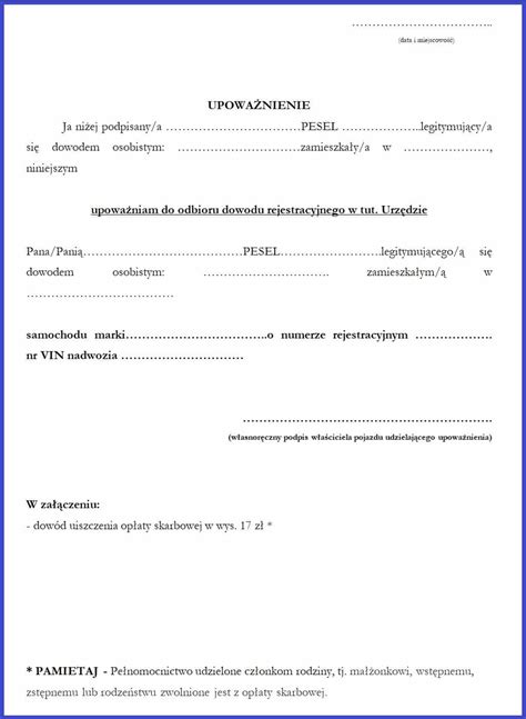 Upowaznienie Wzor Ogolny Do Druku