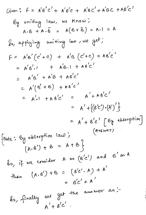 [solved] prove that f a b c a b c a bc a bc ab c is equivalent course hero