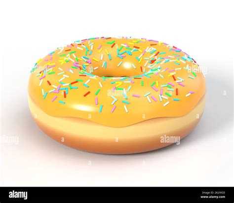 Delicious Donut With Icing And Sprinkles Stock Photo Alamy
