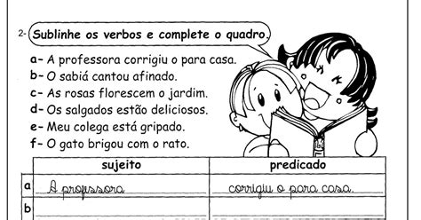 SUJEITO E PREDICADO ATIVIDADES EXERCÍCIOS PARA IMPRIMIR PORTAL ESCOLA