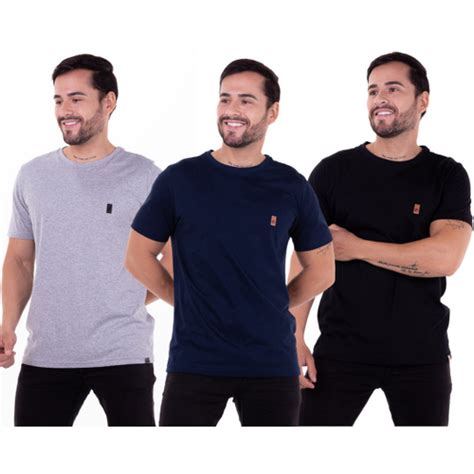 Kit 3 Camisetas Blusas Camiseta Masculinas Básicas lisas no Shoptime