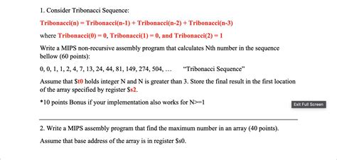 solved 1 consider tribonacci sequence