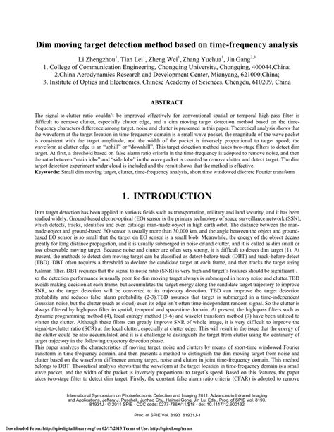 pdf dim moving target detection method based on time frequency analysis