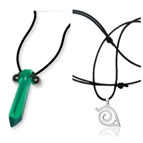 1 Colar Naruto Tsunade e 1 Colar Naruto Símbolo Da Aldeia Da Folha