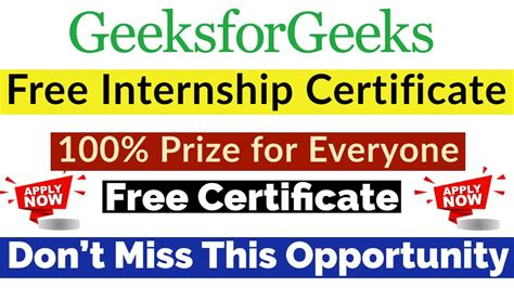 geeksforgeeks free certificate internship gfg internship free certificate technical