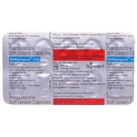 Naturogest 100mg Progesterone Soft Gelatin Capsules At Rs 171 Strip