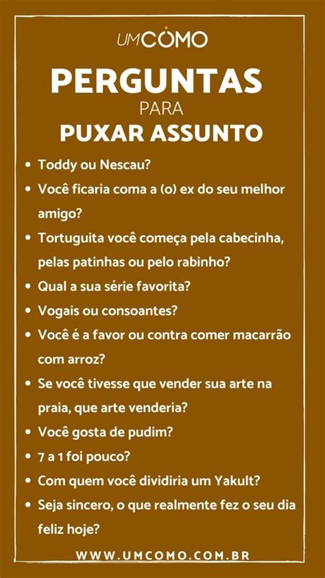 80 Perguntas Para Puxar Assunto No Whatsapp Ou Ao Vivo Artofit