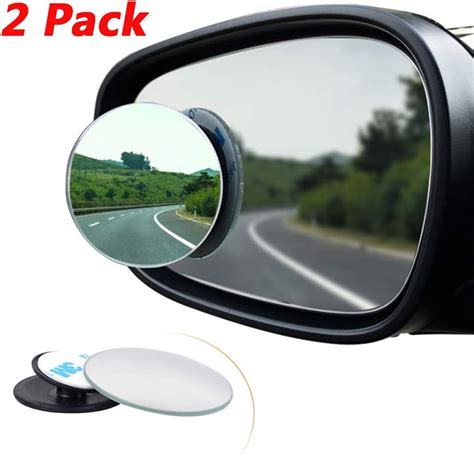 2 Pcs Blind Spot Espejo Rimless HD Cristal Gran Angular 360 Canvex