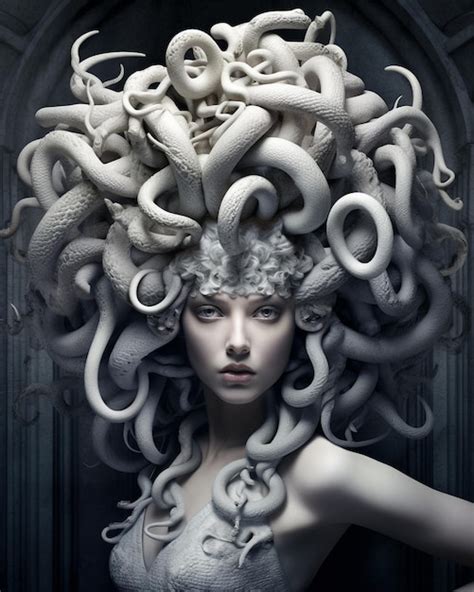Premium Photo Generative Ai Portrait Of Young Female Looking Humanoid Alien With Tetacles Hair