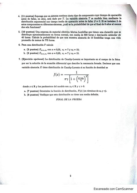 Solution Segundo Parcial Probabilidad Y Estad Stica Studypool