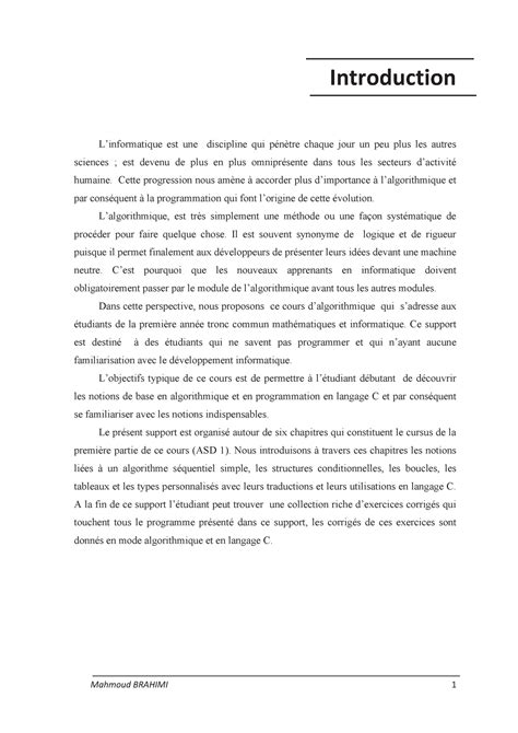 chapitre 1 algorithmique et structures de données 1 introduction introduction l informatique