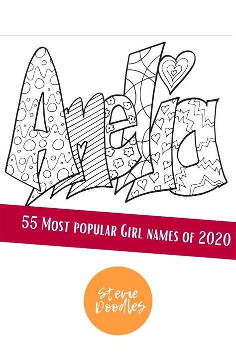 Most Popular Girl Names Of With Coloring Pages Stevie Doodles